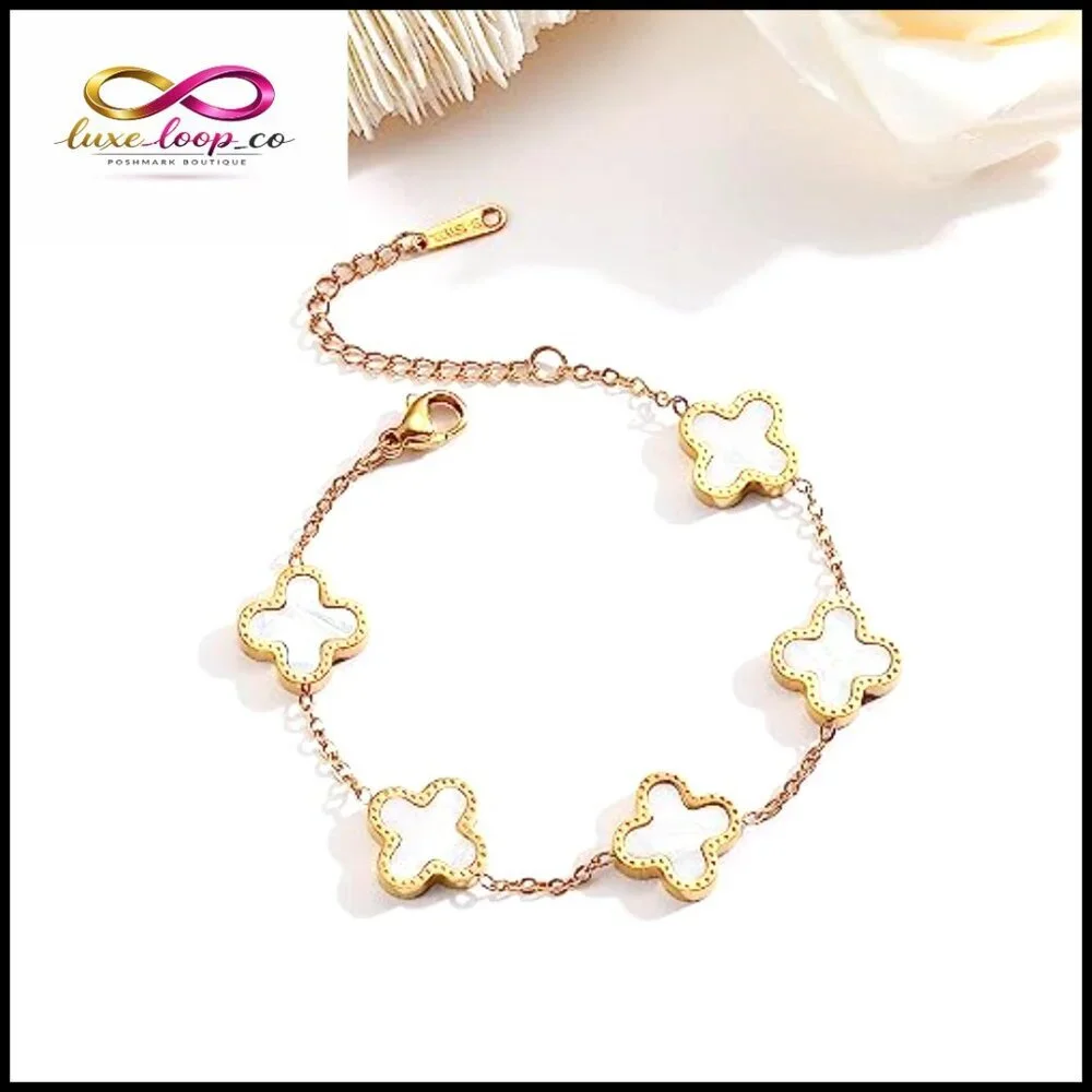 Jewelry | Stainless Steel Clover Bangle Bracelet Set With Extension ...